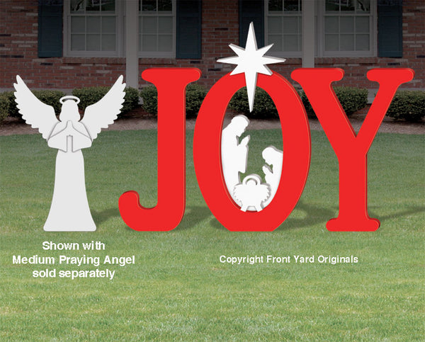 Outdoor Red JOY Nativity Display – Front Yard Originals